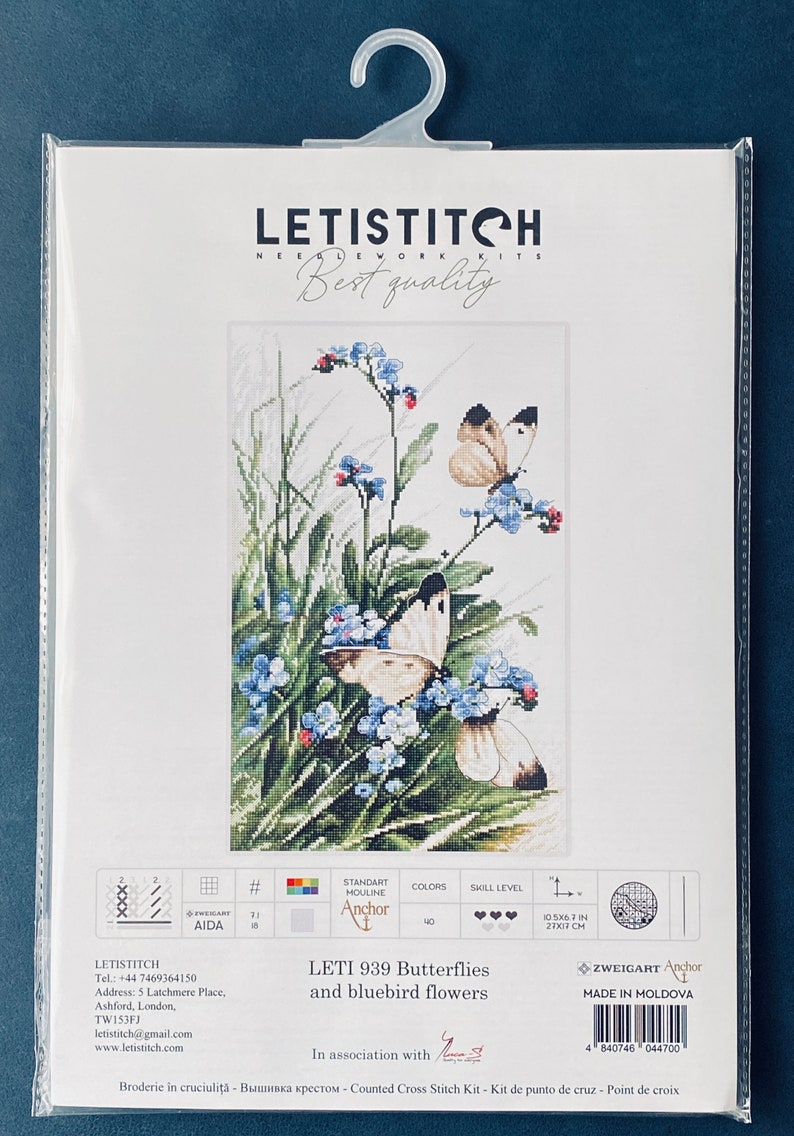 Letistitch / LETI 939 Butterflies and Bluebird Flowers / Cross Stitch ...