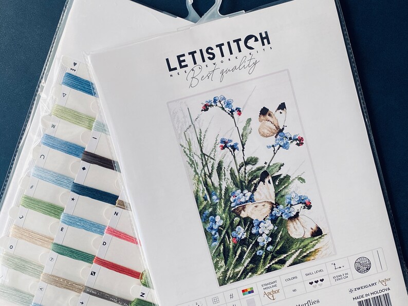 Letistitch / LETI 939 Butterflies and Bluebird Flowers / Cross Stitch ...