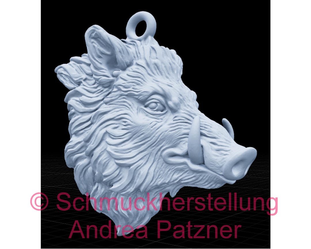 3D File Wild Boar // STL // Commercial License // Wild Boar Pendant 1 ...