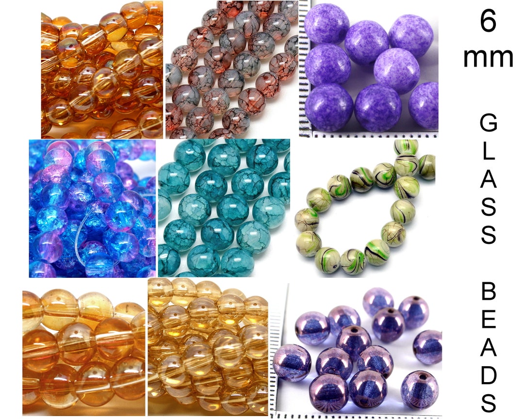 6 Mm Glass Beads Various Designs - Etsy