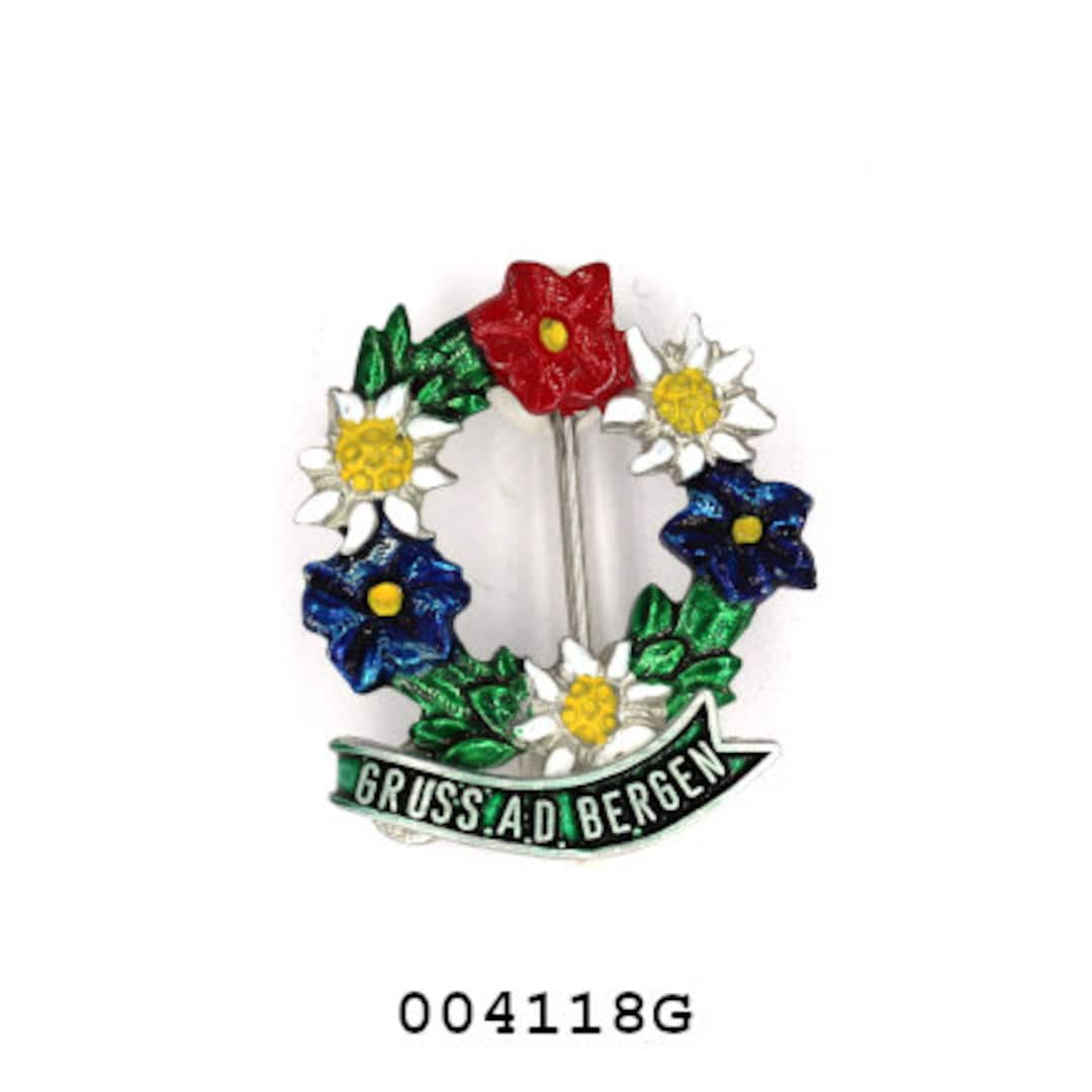 Broche traditionnelle Gruss aus den Bergen fabriquée en Allemagne ...