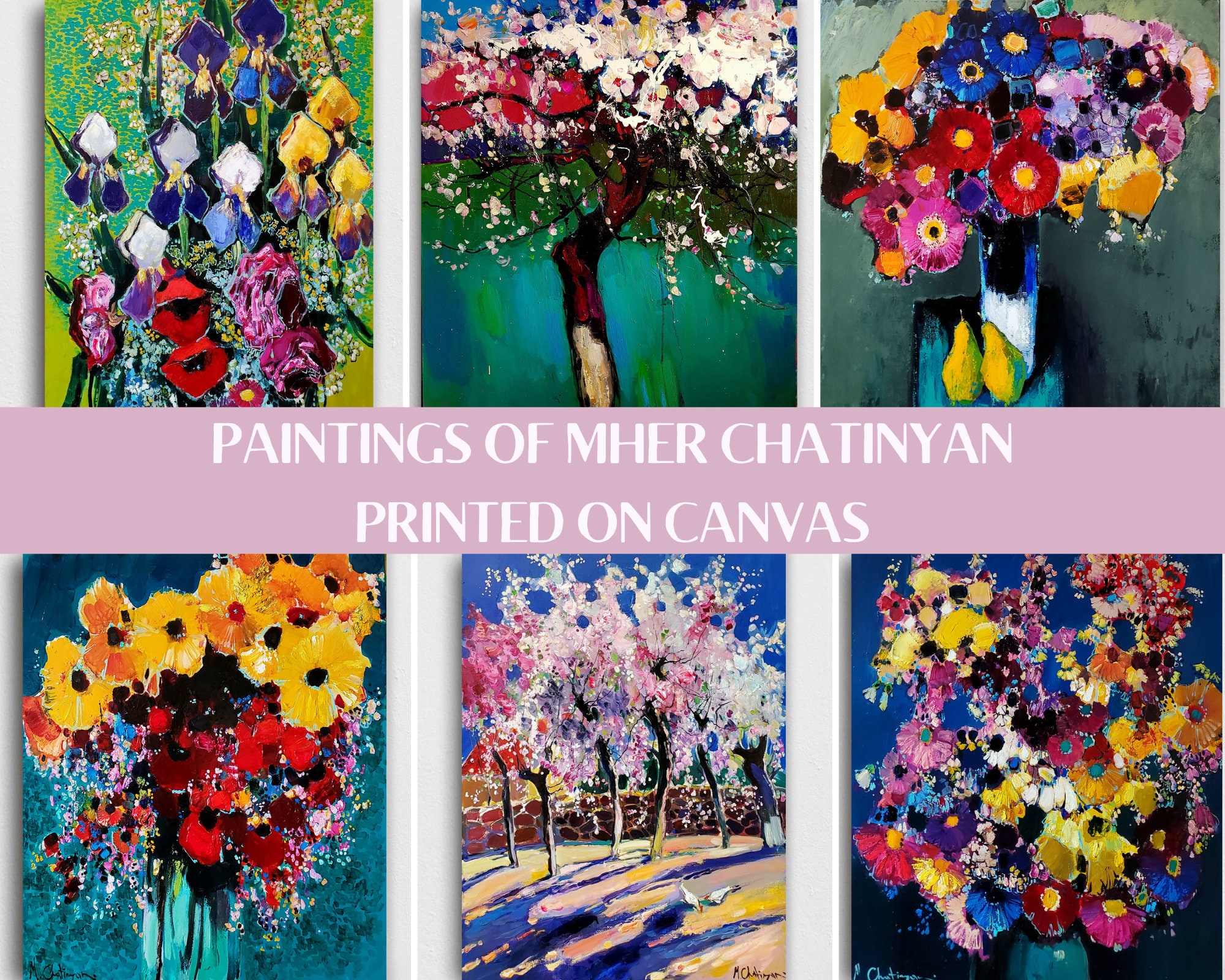 Flower Field Print Landscape Painting Countryside Landscape - Etsy