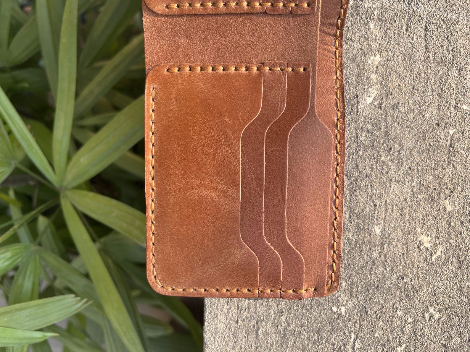 Handmade Brown Leather Wallet Minimalist Bifold Wallet for Men Slim ...