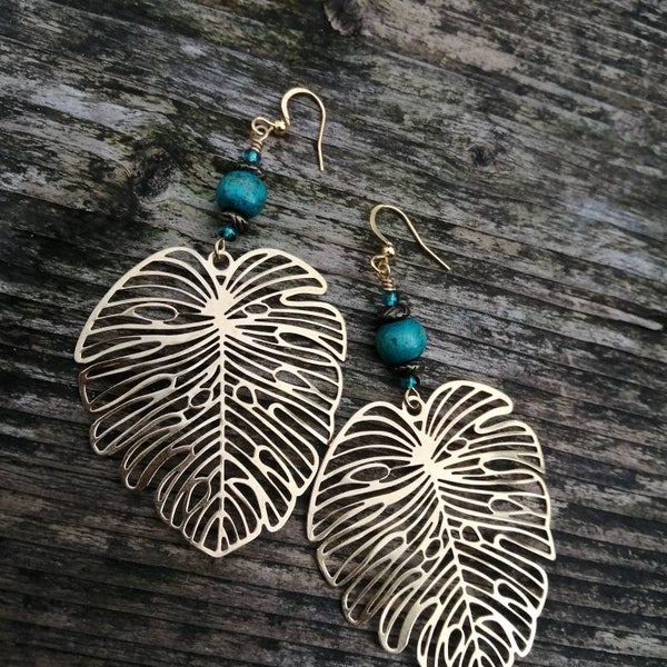 Monstera Earrings - Etsy