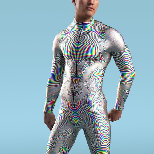 Rave Bodysuit Men Festival Male Costume Mans Rave Etsy