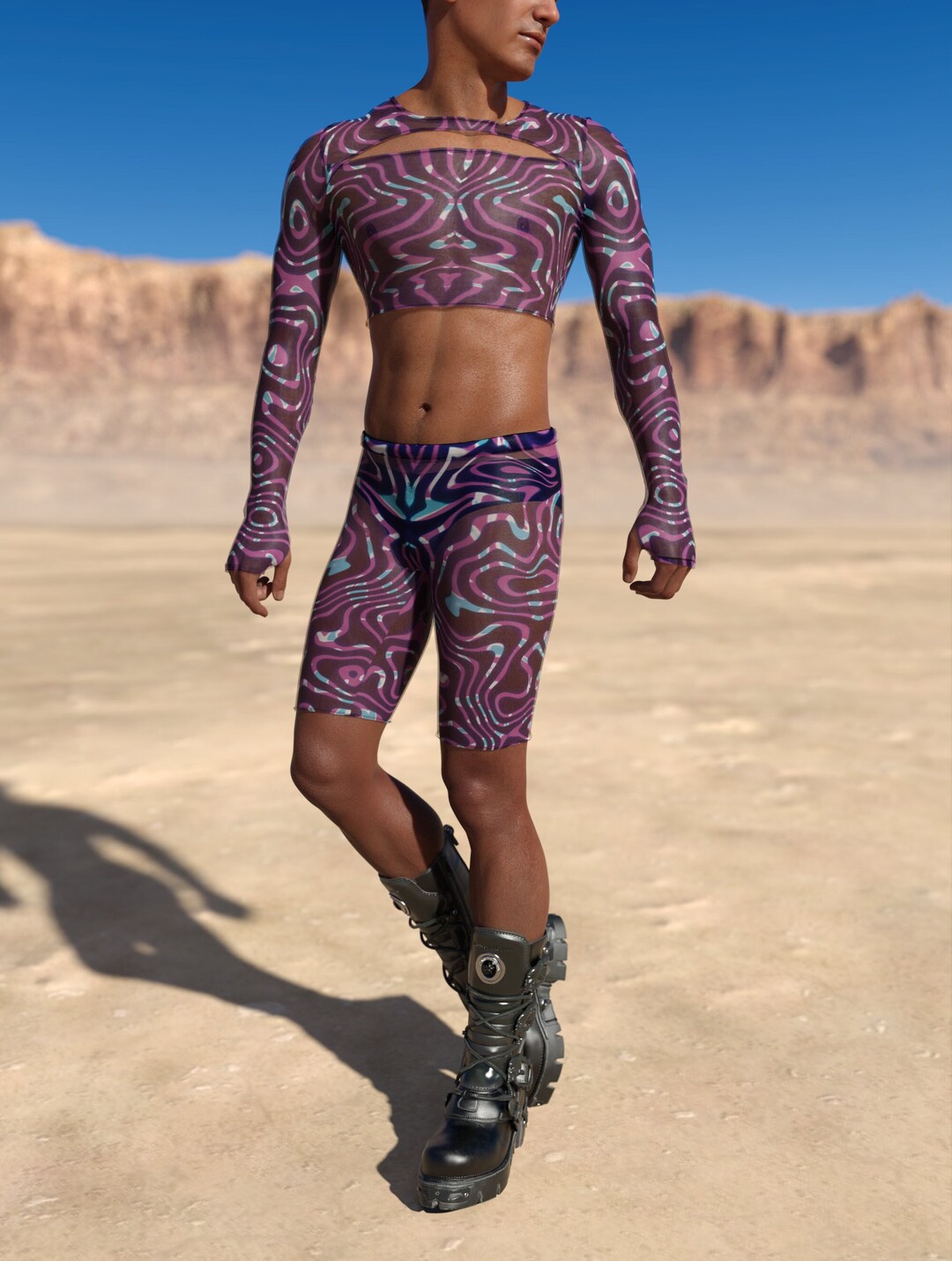 Rave Top, Male Mesh Top, Rave Bohemian Top, Music Festival Top, Liquid ...