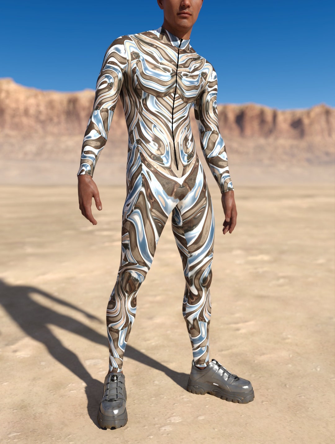 Rave Male Costume, Festival Men Costume, Performance Costume, Liquid ...