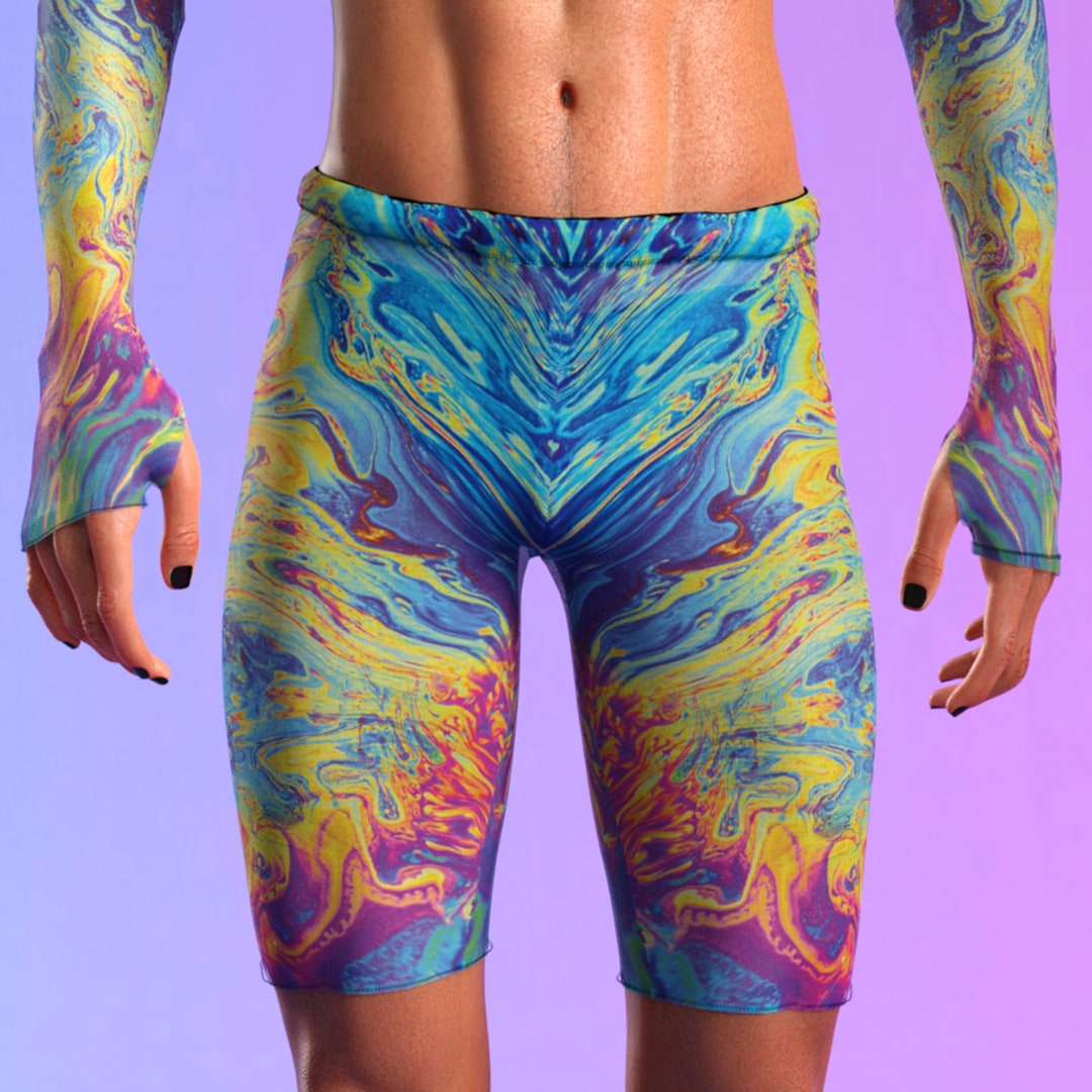 Rave Disco Party Shorts Festival Male Biker Shorts Male Mesh Shorts Disco Party Rave Shorts