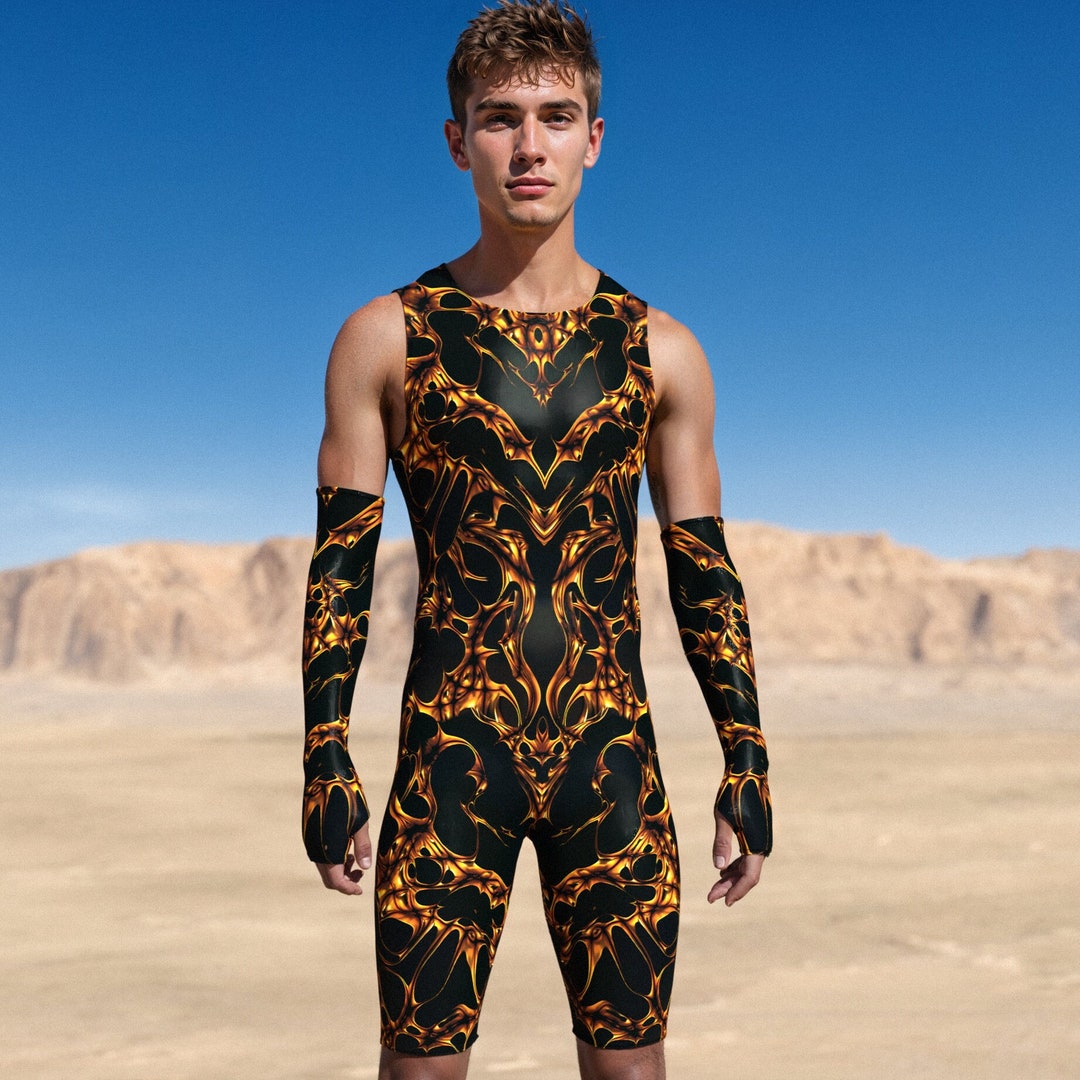 Festival Back Zip Romper, Performance Male Romper, Rave Party Male ...