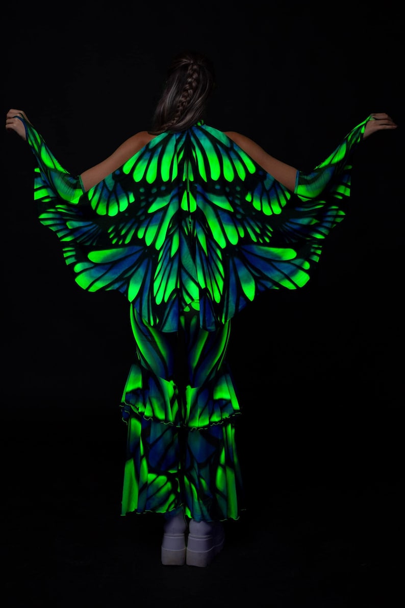 UV Reactive Butterfly Pants: Green Blue Festival Rave Outfit - Etsy