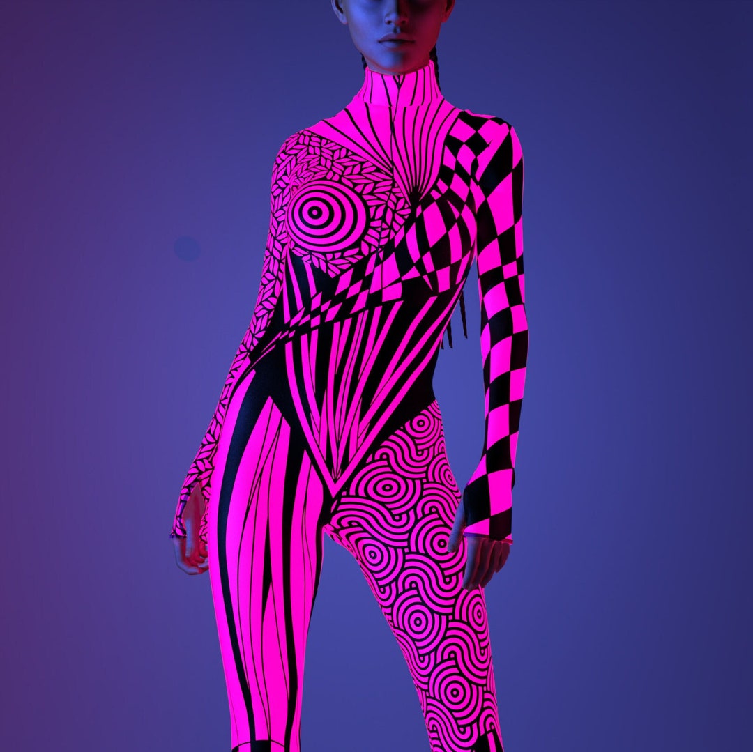 UV Light Bodysuit Women, UV Lights Costume, Halloween Costume, Neon ...