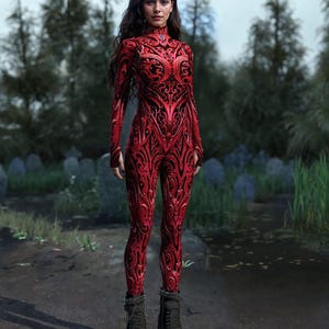 Vampyra Costume: Women's Halloween Bodysuit, Futuristic Festival ...