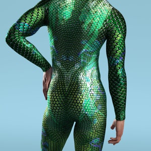 Cyber Mermaid Costume Men, Green Cyber Costume, Armour Costume Men ...