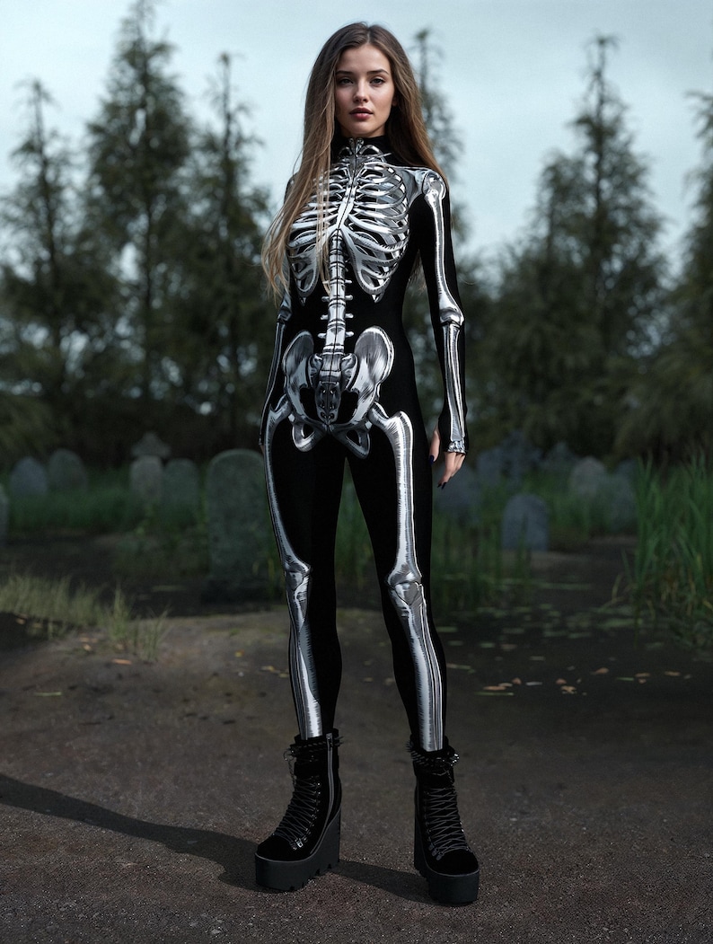 Silver Skeleton Bodysuit: Women's Halloween Costume - Etsy