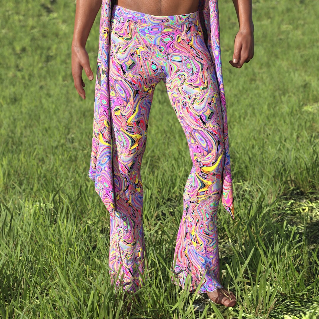 Male Flared Hippie Pants, Psychedelic Hippie Pants, Hippie Vintage ...