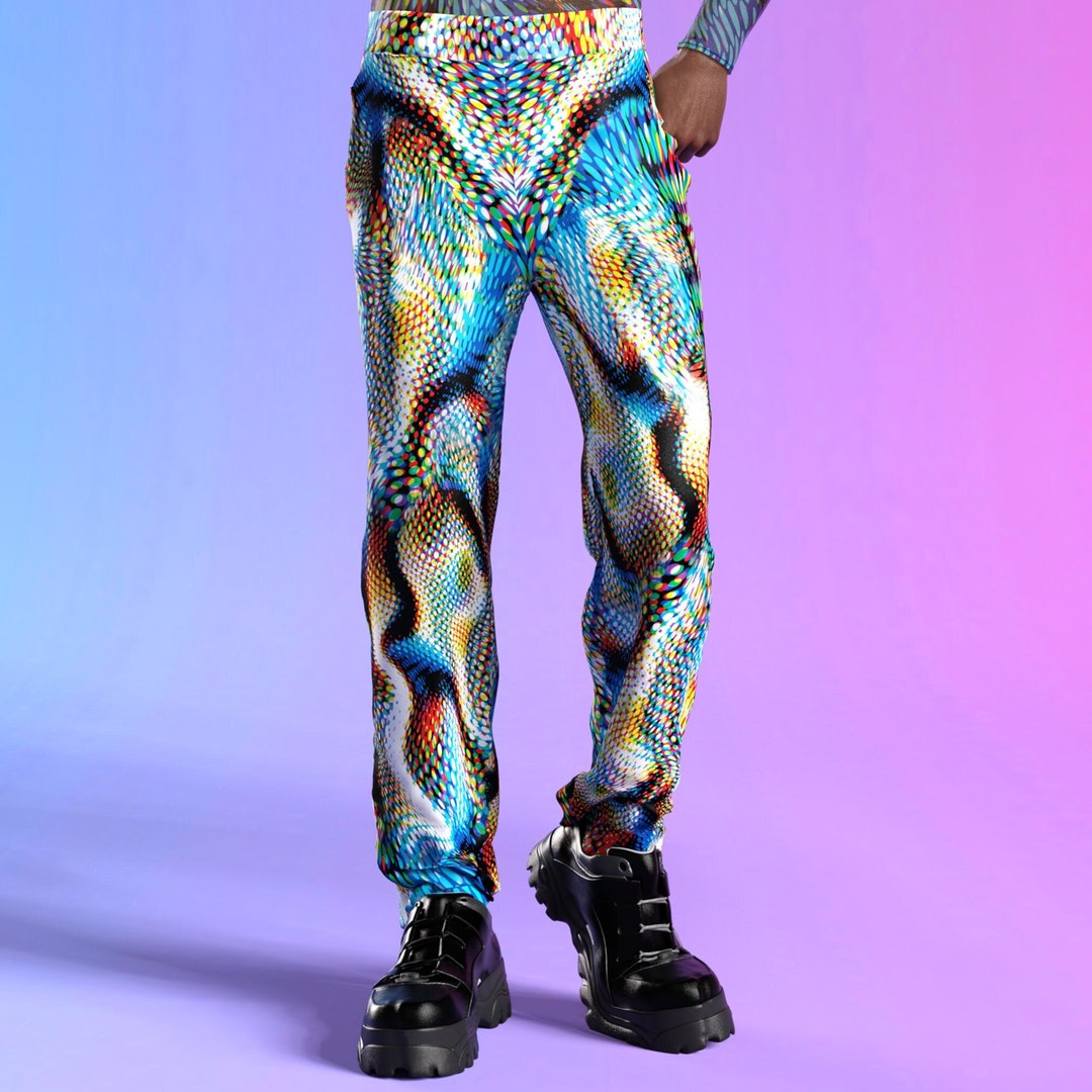 Rave Party Men Pants, Festival Regular Pants Men, Disco Pants, Rave ...