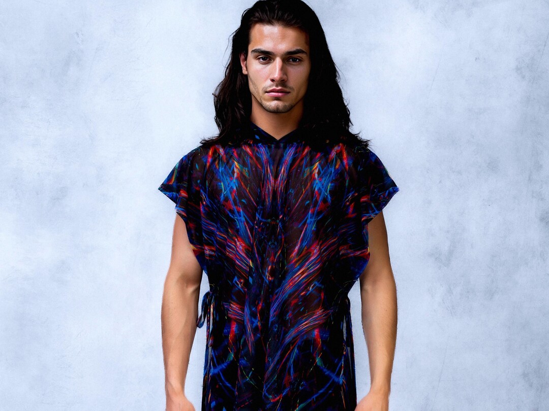UV Rave Male Set, Men Psychedelic Set, Men Festival Top, Festival Male ...