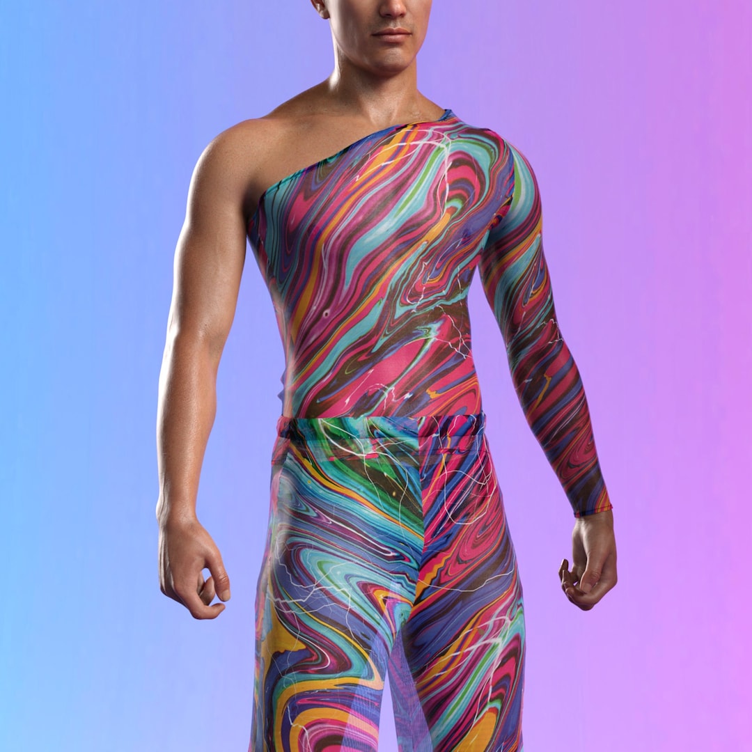 Transparent Man Outfit, Rave Party Mesh Male Set, Festival Disco Outfit ...