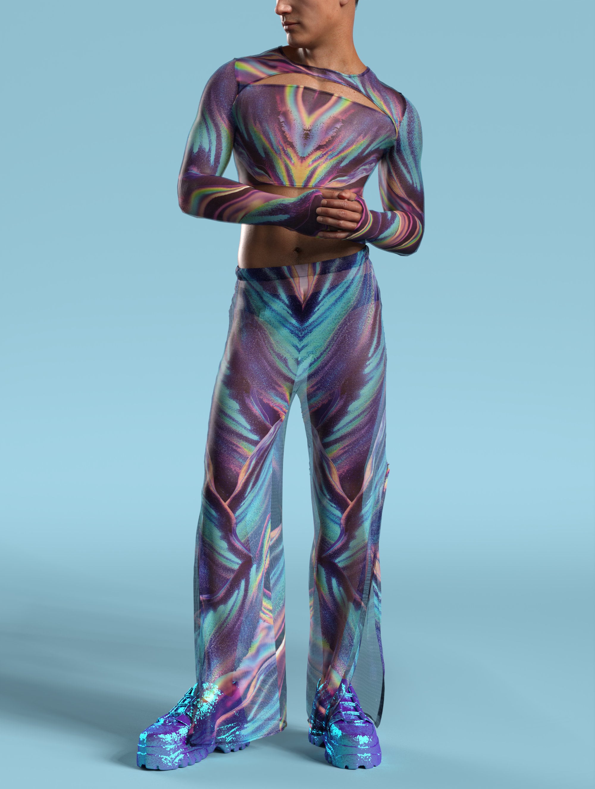 Rave Male Top, Festival Top For Men, Rave Transparent Top, Performance ...