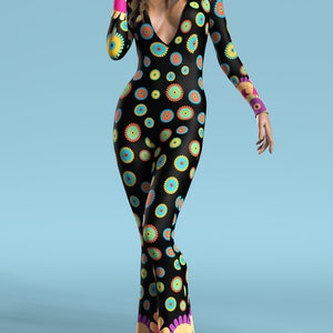 UV Light Hippie Costume, Neon Hippie Low Cut Costume, Cutout Boho ...