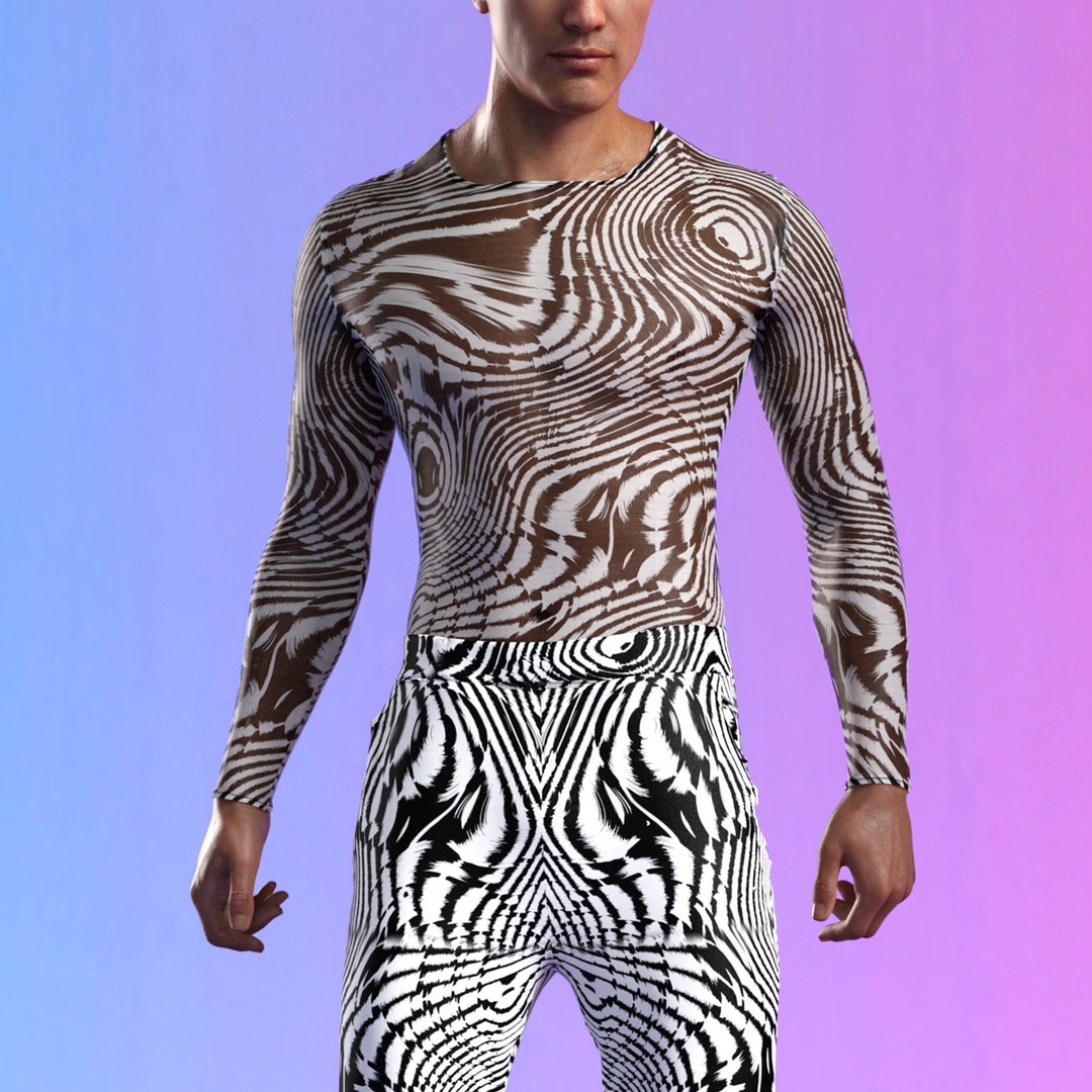 Festival Disco Outfit, Rave Party Mesh Male Set, Performance Rave Set ...