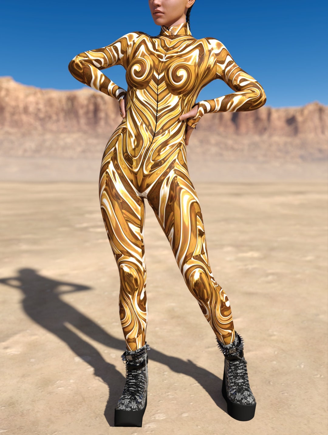 Gold Festival Rave Costume Rave Dancer Costume Festival Sexy - Etsy