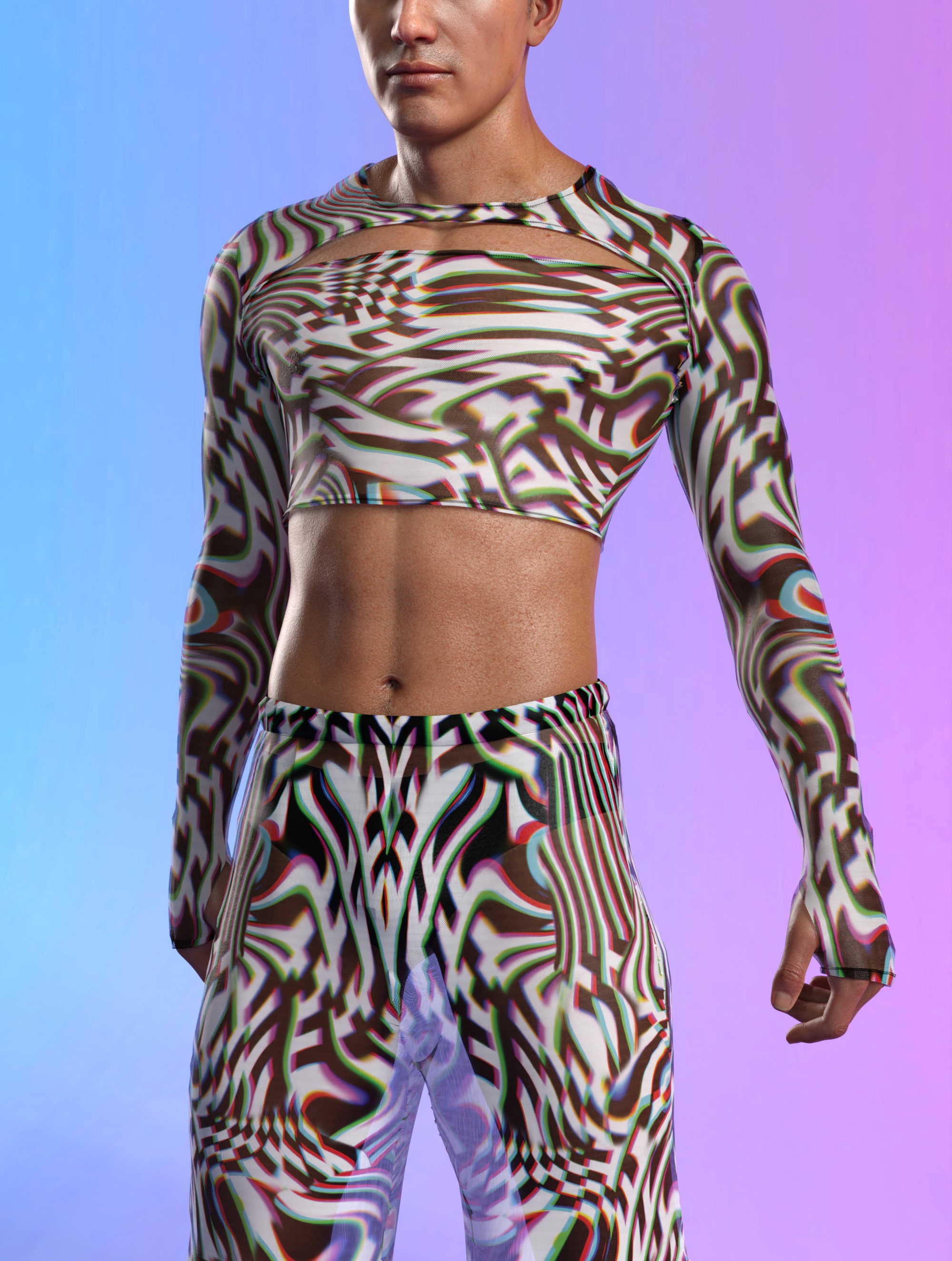 Rave Male Top, Festival Top For Men, Rave Transparent Top, Performance ...