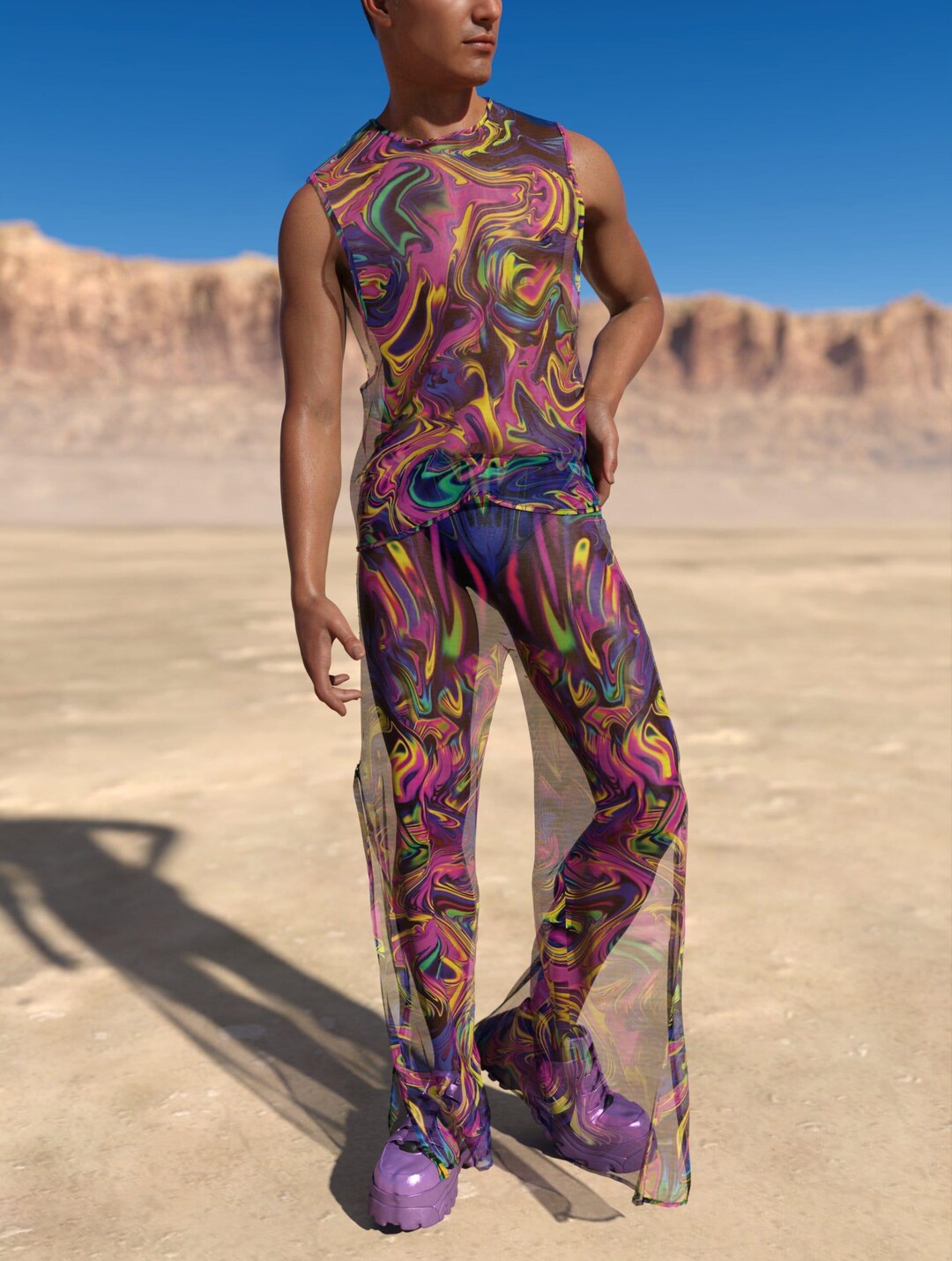 Mesh Rave Pants, Festival Mesh Pants, Festival Male Pants, Transparent ...