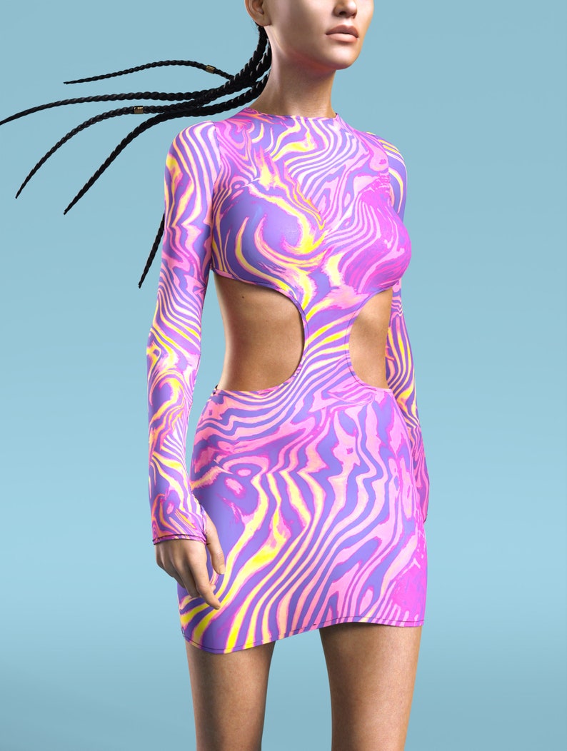 Festival Cutout Dress Pink Rave Dress for Women Rave Side - Etsy