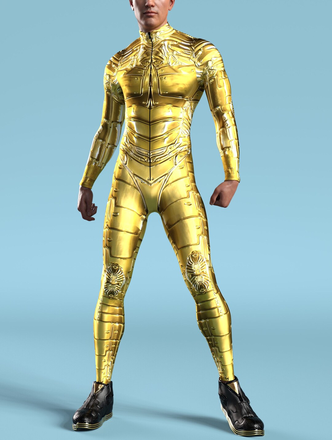 Golden Droid Costume Men, Robot Halloween Costume Men, Halloween ...