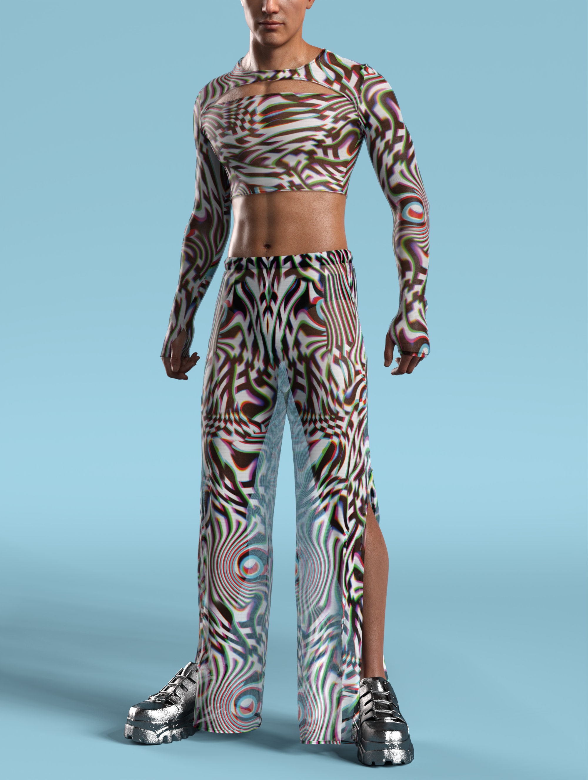 Rave Male Top, Festival Top For Men, Rave Transparent Top, Performance ...