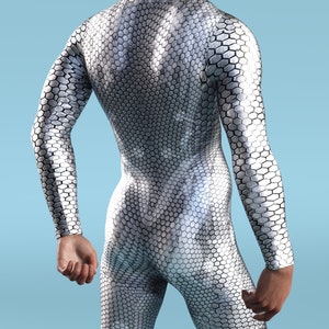Silver Cyber Costume, Cyber Mermaid Costume Men, Armour Costume Men ...