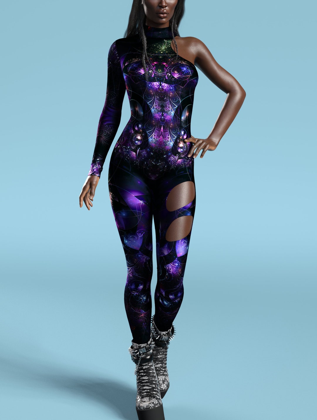 Rave Outfit Woman, Psychedelic Clothing, Rave Catsuit, Festival ...