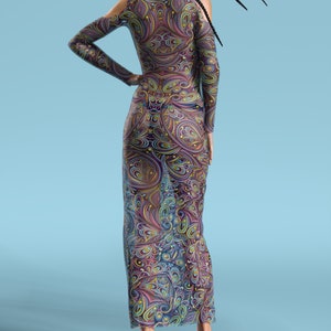 Rave Sheer Long Dress Women, Festival Transparent Bare Shoulder Dress ...