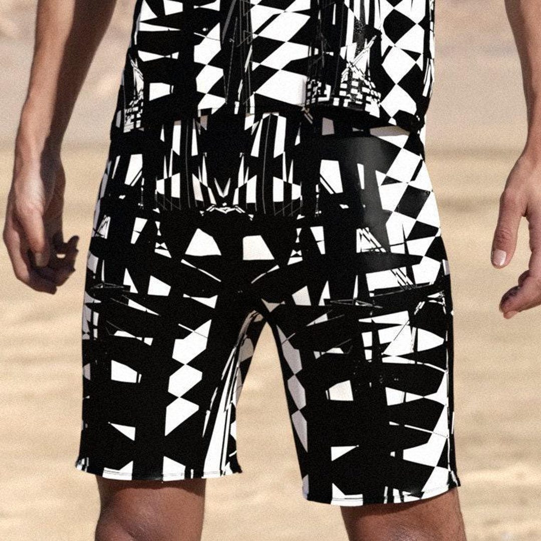 Rave Men Shorts, Festival Black&white Shorts, Disco Party Men Shorts ...