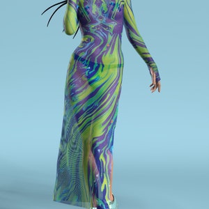 Rave Sheer Side Cut Dress for Women, Festival Sheer Long Dress for ...