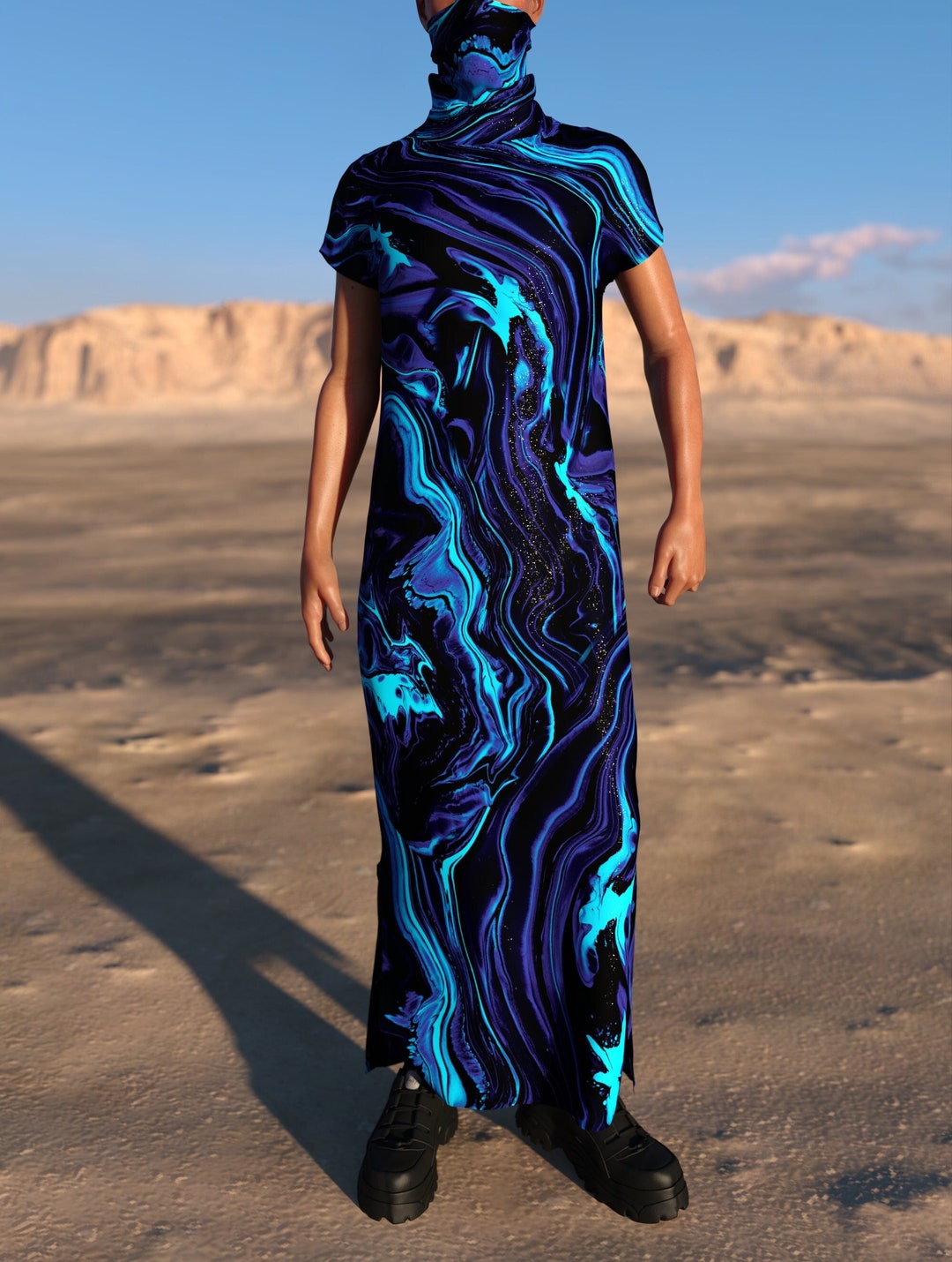 Male Rave Dust Collar Dress, Festival Dress for Men, Festival High Neck ...