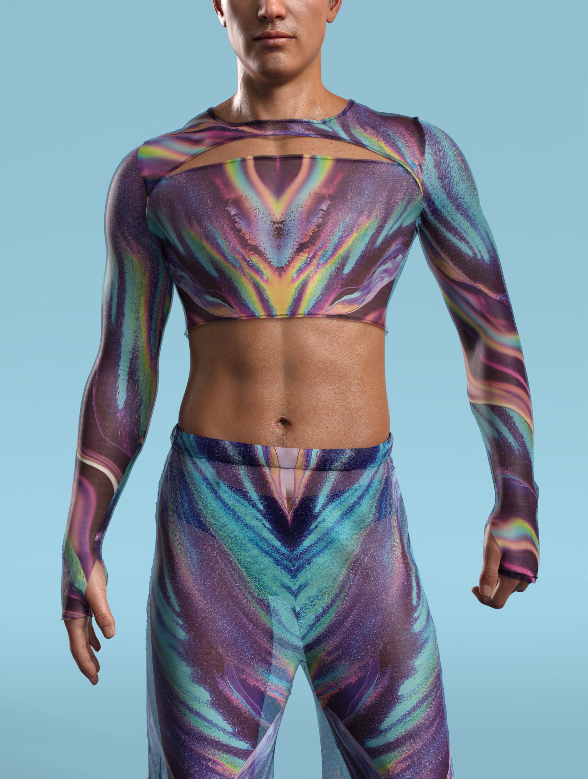 Rave Male Top, Festival Top For Men, Rave Transparent Top, Performance ...