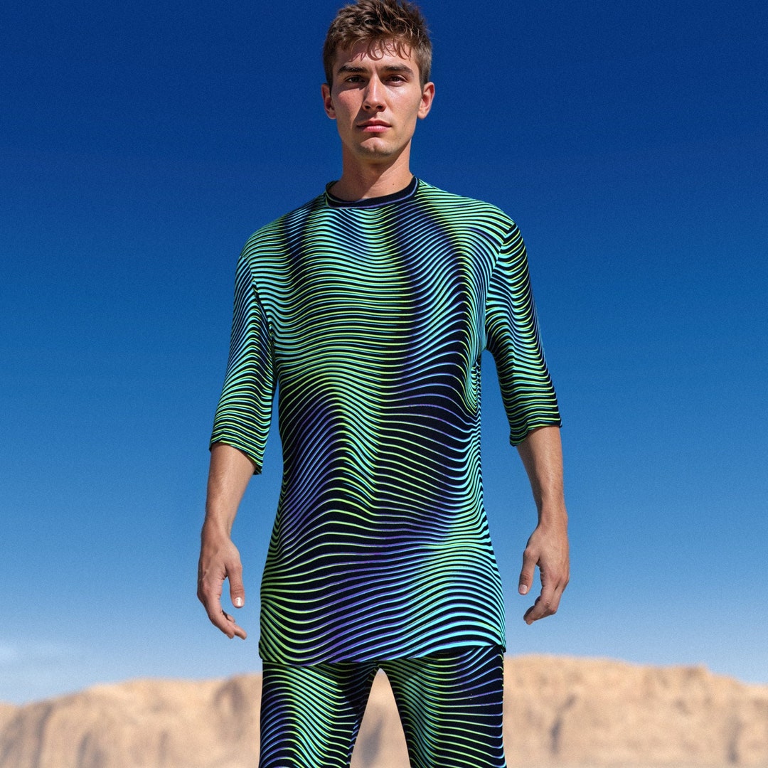Festival Outfit Man, Rave Outfit Men, Men's Festival Disco Set, Trippy ...
