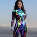 Neon Rave Long Dress, Mesh Festival Outfit for Women, UV Reflective ...