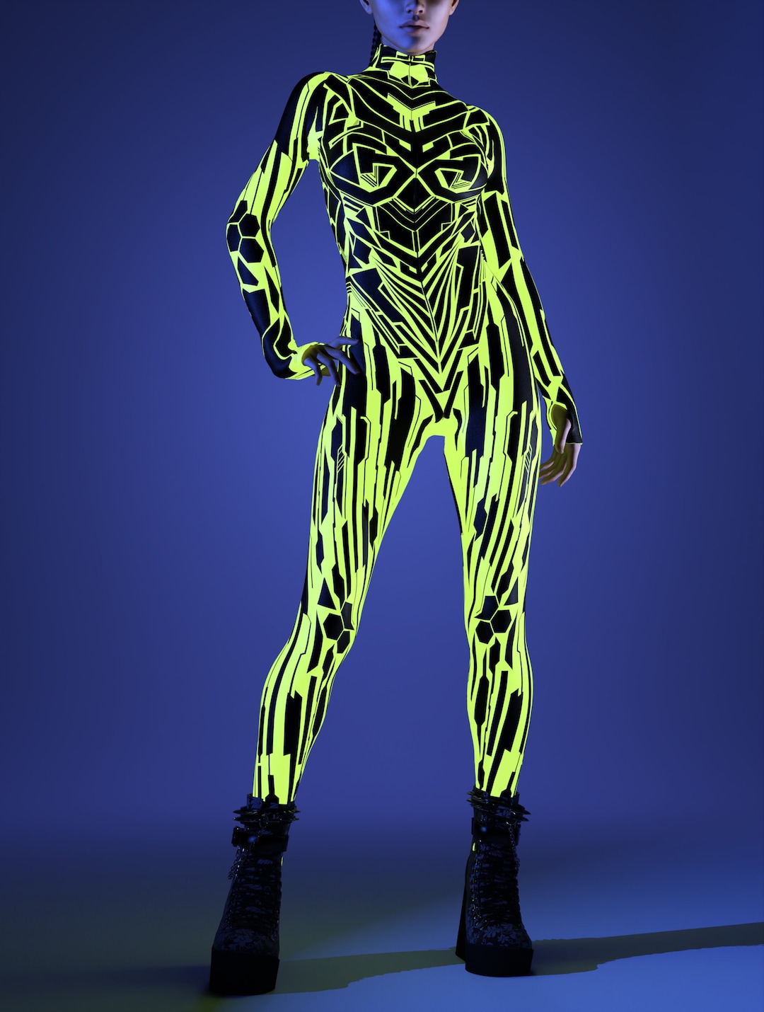 UV Light Set Costume, Neon Costume, Festival Costume, Sexy Women ...