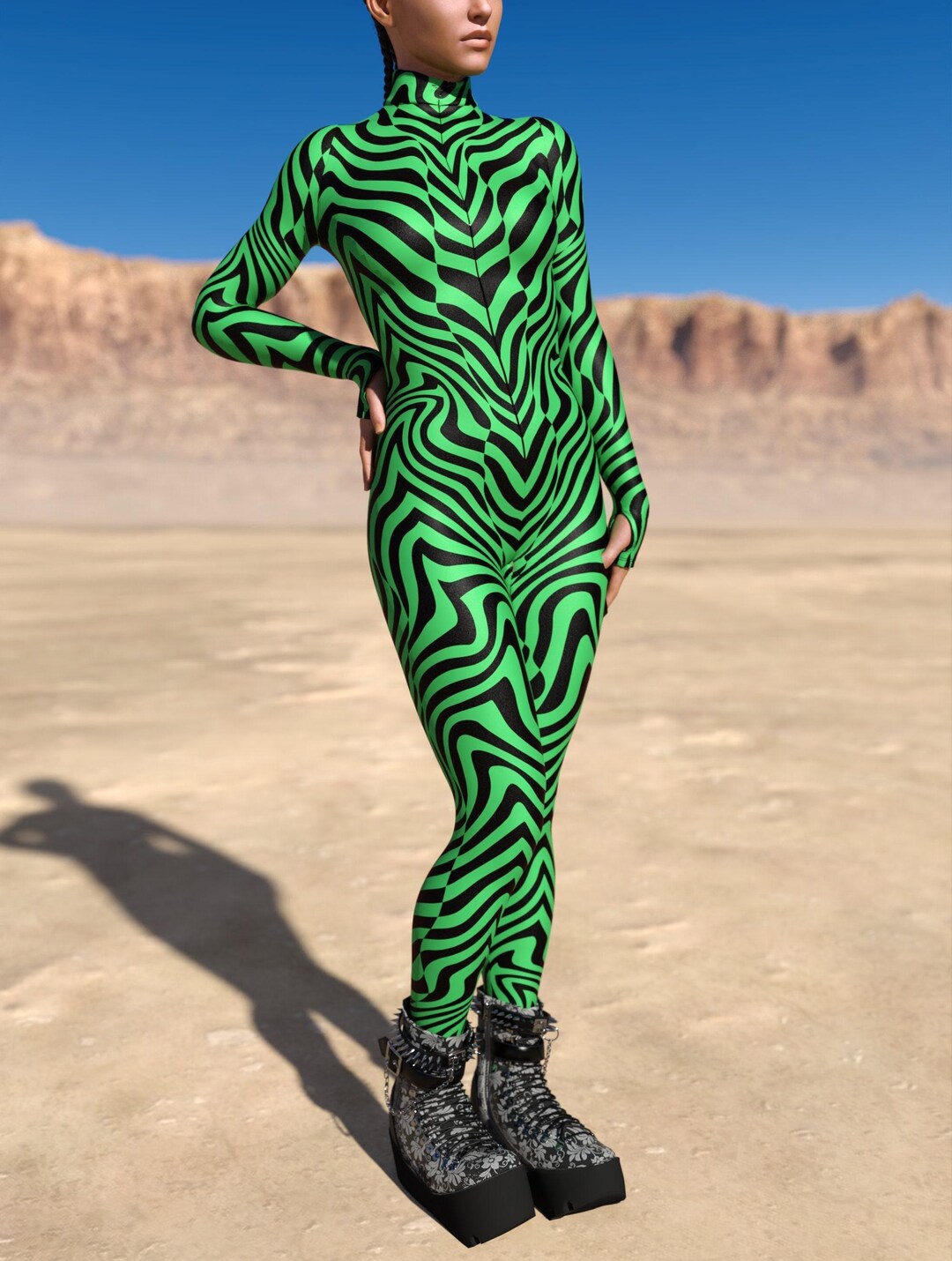 Zebrine Green Rave Costume: Psychedelic Festival Outfit - Etsy