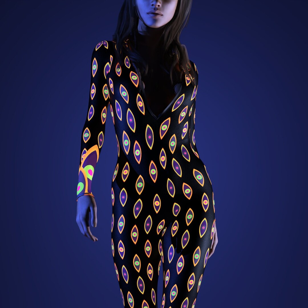 Neon Hippie Low Cut Costume,, UV Light Costume, Cutout Trippy Costume ...