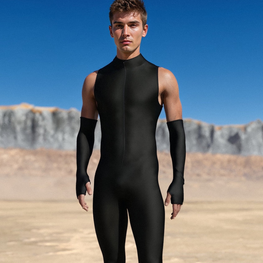 Rave Male Sleeveless Costume, Party Rave Outfit, Black Male Costume ...