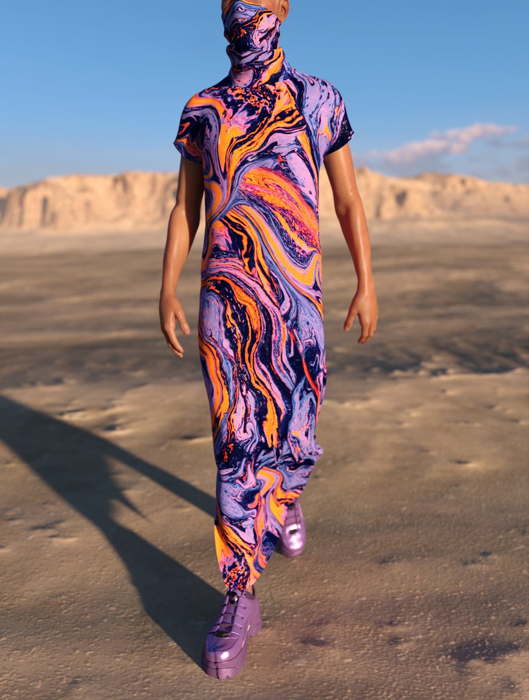 High Neck Rave Dress for Men, Festival Dust Collar Male Dress, Festival ...