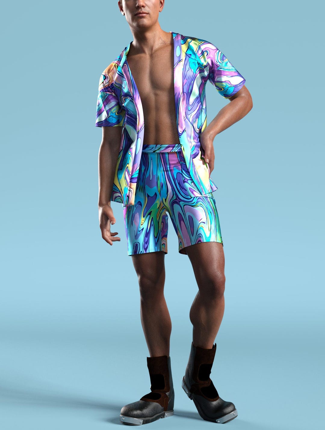 Men's Rave Outfit: Marine Odyssea Sexy Shorts Set - Etsy