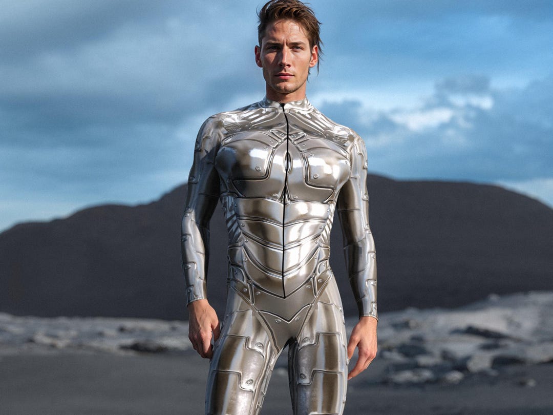 Silver Droid Costume Men, Robot Costume Men, Festival Costumes Men ...