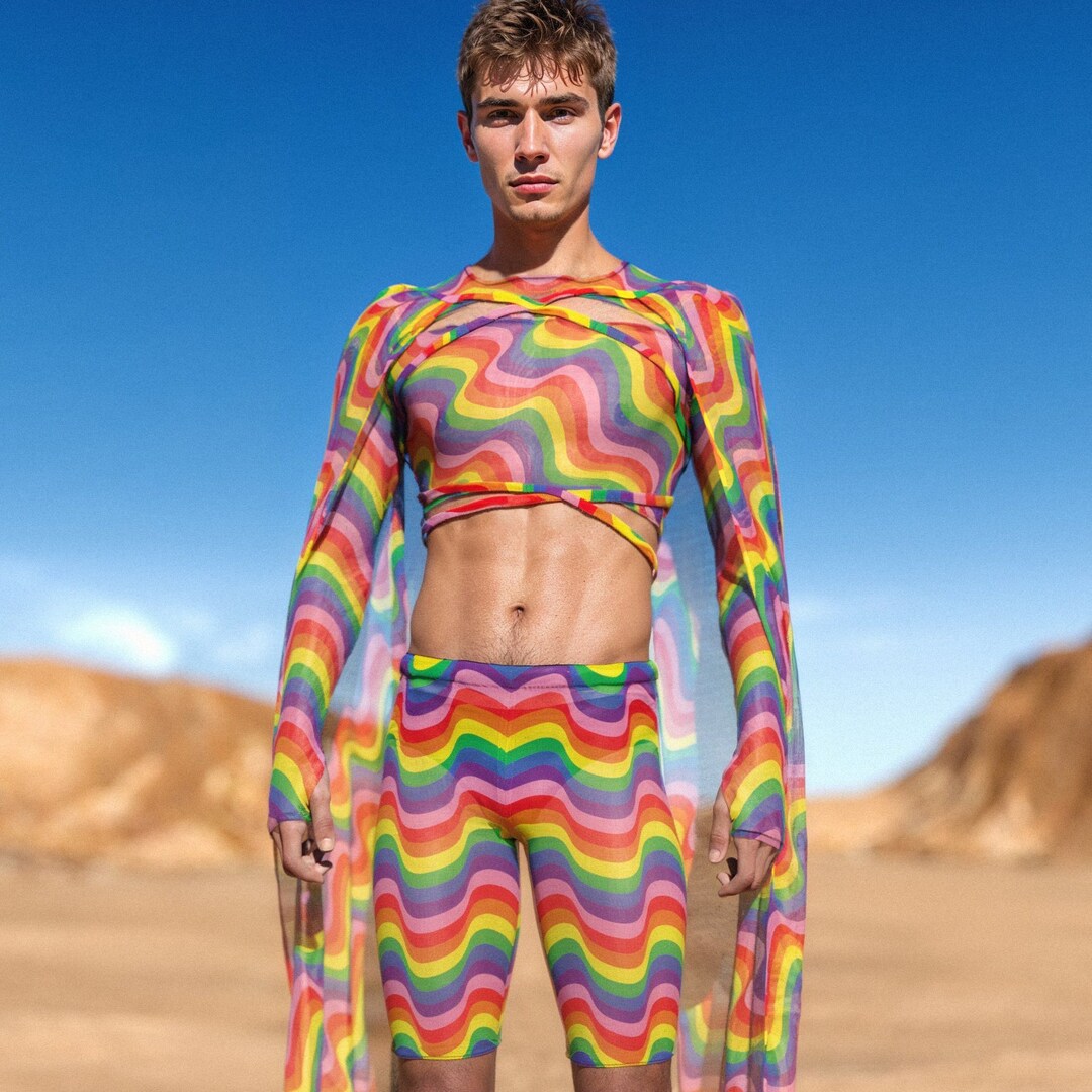 Pride Set, Gay Set, LGBTQ Set, Festival Men Set, Rave Mesh Set, Burning Man Set, Mesh Pride Set ...