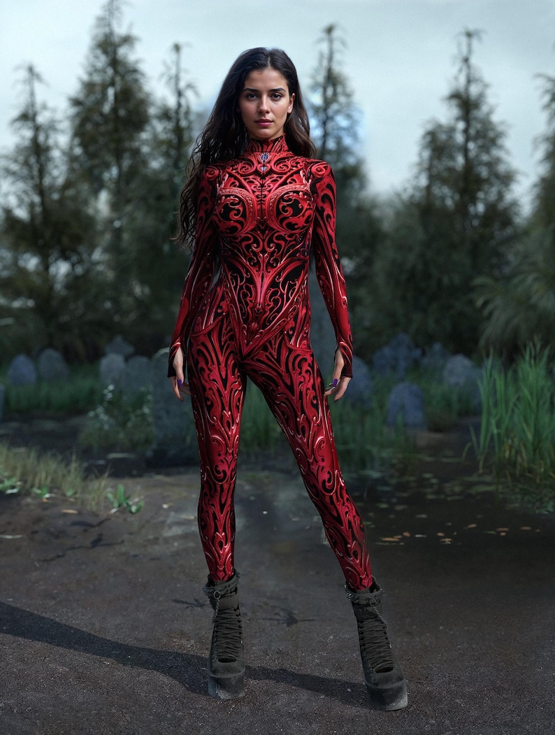 Vampyra Costume: Women's Halloween Bodysuit, Futuristic Festival ...