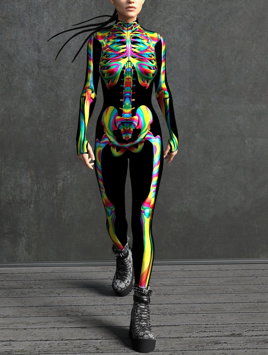 Rainbow Skeleton Costume: Full Bodysuit, Halloween Costume for Women - Etsy
